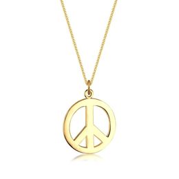 Elli Halskette 925 Sterling Silber Peace-Zeichen in Gold | Gr.: 55 cm