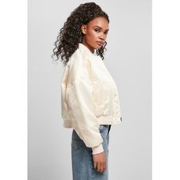 Urban Classics Damen Ladies Short Oversized Satin Bomber Jacket in whitesand | Gr.: M