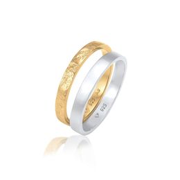 Elli Ring 925 Sterling Silber Ring Set in Zweifarbig | Gr.: 54