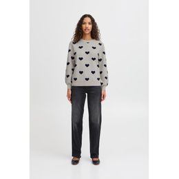 Ichi Strickpullover IHBRIELLE Loose fit in Oatmeal w. Total Eclipse | Gr.: XL