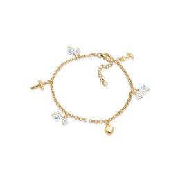 Elli Armband 925 Sterling Silber Anker, Bettelarmband, Herz, Kreuz in Gold | Gr.: 16 cm