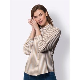 Heine Klassische Bluse in camel-wei&szlig;-gestreift | Gr.: 34