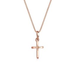 Elli Halskette 925 Sterling Silber Kreuz in Rosegold | Gr.: 45 cm