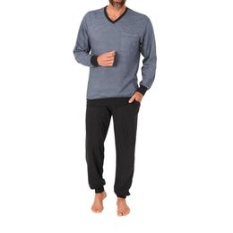 Normann Langarm Schlafanzug Pyjama B&uuml;ndchen print 125 101 90 518 in blau | Gr.: 52