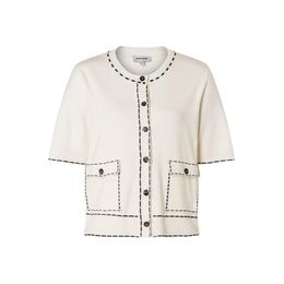 More & More More & More stylishe Kurzarm-Strickjacke, Ziern&auml;hte in offwhite | Gr.: 36