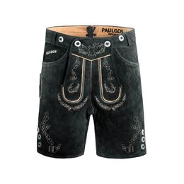 PAULGOS Lederhose Kurz Echtleder HK1 in Grau | Gr.: 52