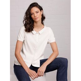 CREATION L PREMIUM Wit Damen Kurzarm-Bluse mit weitem Hemdblusen-Kragen, wei&szlig;, Gr&ouml;&szlig;e 40