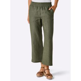 Damen Leinenhose, Gr&uuml;n, Gr. 36, CREATION L PREMIUM, 7/8-Hose, Material: Leinen