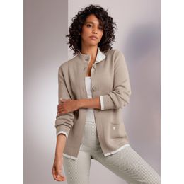 CREATION L PREMIUM Wit Damen Wendejacke aus Jacquard-Feinstrick, sesam-wei&szlig;, Gr&ouml;&szlig;e 40