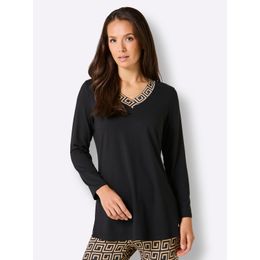 CREATION L PREMIUM Witt Damen Modal-Longshirt, schwarz-camel, Gr&ouml;&szlig;e 36/38