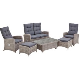 Gartenlounge-Set Konifera "Monaco", grau (grau,), 16tlg. Set Monacomit h&ouml;henverstellbaren Tisch, Polyrattan, Sitzm&ouml;bel-Sets, h&ouml;henverstellbarer Tisch, inkl. Auflagen, Grau, Aluminium, Polyrattan, Topseller