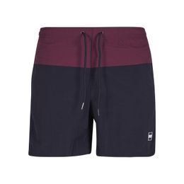 Badeshorts Urban Classics "Urban Classics Herren Block Swim Shorts", Herren, Gr. M, US-Gr&ouml;&szlig;en, cherry, schwarz, 100% Polyamid, Badehosen Badeshorts