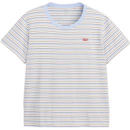 LEVI'S&reg; PLUS T-Shirt LEVI'S PLUS "PL THE PERFECT", Damen, Gr. XXXL (54/56), light blau stripe chambra, Single Jersey, Obermaterial: 100% Baumwolle, gestreift, figurumspielend h&uuml;ftbedeckend, Rundhals, abgesteppt, Shirts T-Shirt, im Streifendesign