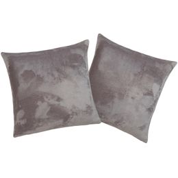 Dekokissen OTTO HOME "Jil", grau (grau, unifarben), B:40cm L:40cm, Polyester, Dekokissen_Sitzkissen_Kissenh&uuml;llen, aus super weichem Kuschelfleece, Kissenh&uuml;llen ohne F&uuml;llung, 2 St&uuml;ck