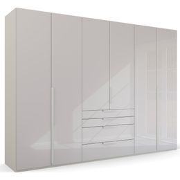Dreht&uuml;renschrank Rauch "Kleiderschrank Schrank Garderobe W&auml;scheschrank PURISMA Glasfront", grau (seidengrau, glas seidengrau), B:301cm H:223cm T:60cm, Holzwerkstoff, Schr&auml;nke, Dreht&uuml;renschrank, mit Schubladen und umfangreichem Zubeh&ouml;r MADE IN GERMANY