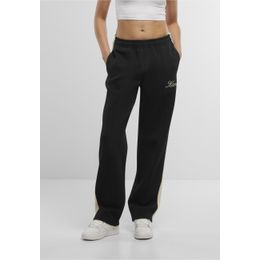 Jogginghose Karl Kani "Karl Kani Kani Script Sidestripe Trackpants", Damen, Gr. M, US-Gr&ouml;&szlig;en, schwarz, vanilla, 55% Polyester, 39% Baumwolle, 6% Elasthan, relaxed fit, Hosen Jogginghose