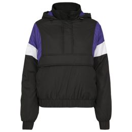 Langmantel Urban Classics "Urban Classics Damen Ladies 3-Tone Padded Pull Over Jacket", Damen, Gr. XS, schwarz, ultraviolet, wei&szlig;, 100% Polyamid, mehrfarbig, normal, ohne Ausschnitt, M&auml;ntel