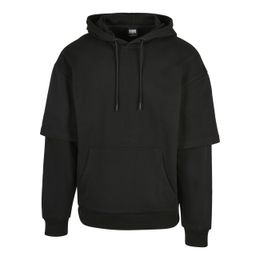 Kapuzenpullover Urban Classics "Urban Classics Herren Oversized Doublesleeve Hoody", Herren, Gr. M, schwarz, 65% Baumwolle, 35% Polyester, unifarben, Pullover Kapuzenpullover
