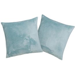 Dekokissen OTTO HOME "Jil", blau (eisblau, unifarben), B:50cm L:50cm, Polyester, Dekokissen_Sitzkissen_Kissenh&uuml;llen, aus super weichem Kuschelfleece, Kissenh&uuml;llen ohne F&uuml;llung, 2 St&uuml;ck