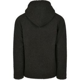 Kapuzenpullover Urban Classics "Urban Classics Herren Hooded Sherpa Zip Jacket", Herren, Gr. S, schwarz, 100% Polyester, unifarben, loose fit, ohne Ausschnitt, Pullover Kapuzenpullover
