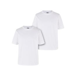 T-Shirt Urban Classics "Urban Classics Herren Boys Organic Basic Tee 2-Pack", Jungen, Gr. 134/140, wei&szlig; wei&szlig;, 100% Baumwolle, unifarben, oversize, Rundhals, Shirts T-Shirt