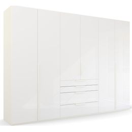 Dreht&uuml;renschrank Rauch "Kleiderschrank Schrank Garderobe W&auml;scheschrank PURISMA Glasfront", wei&szlig; (alpinwei&szlig;, glas kristallwei&szlig;), B:301cm H:223cm T:60cm, Holzwerkstoff, Schr&auml;nke, Dreht&uuml;renschrank, mit Schubladen und umfangreichem Zubeh&ouml;r MADE IN GERMANY