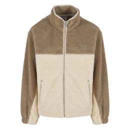Karl Kani Herren Winterjacke "Karl Kani Signature Rubber Patch Teddy Zip Jacket"lightsand, sand, Gr. S, mehrfarbig, 100% Polyester, Jacken