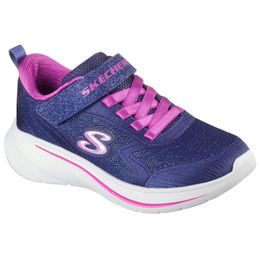 Sneaker Skechers "WAVE 92", Damen, Gr. 27, bunt (navy, fuchsia), Textil, Glitzer, Schuhe Sneaker, Freizeitschuh mit Klettverschluss, Gr&ouml;&szlig;enschablone zum Download