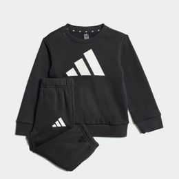 Trainingsanzug adidas Sportswear "I BL FL JOG 240", M&auml;dchen, Gr. 62, schwarz-wei&szlig; (schwarz, wei&szlig;), Obermaterial: 70% Baumwolle, 30% Polyester, Sportanz&uuml;ge Trainingsanzug