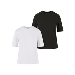 T-Shirt Urban Classics "Urban Classics Damen Ladies Classy Tee 2-Pack", Damen, Gr. S, wei&szlig; schwarz, 100% Baumwolle, unifarben, normal, Rundhals, Shirts T-Shirt