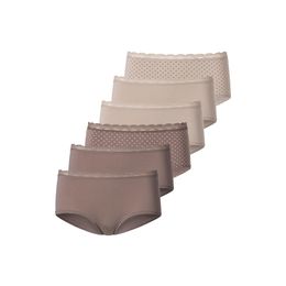 H&uuml;ftpanty Vivance, Damen, Gr. 44/46, 6 Stk., grau (taupe, beige), Single Jersey, Obermaterial: 95% Baumwolle, 5% Elasthan, gepunktet, unifarben, Unterhosen, angenehm elastische Qualit&auml;t