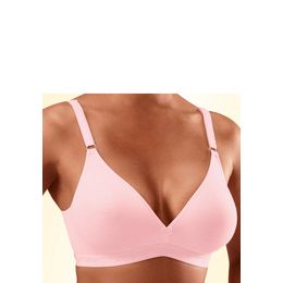 Bralette-BH Petite Fleur, Damen, Gr. 70, Cup C, rosa (2xwei&szlig;, 1xrosa), Jersey, Obermaterial: 75% Baumwolle, 15% Elasthan, 10% Polyester, BHs BH BH-Set Triangel-BH T-Shirt-BH B&uuml;gelloser-BH, ohne B&uuml;gel im Triangel-Schnitt aus Baumwolle