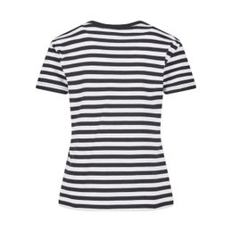 T-Shirt Urban Classics "Urban Classics Damen Ladies Regular Striped Tee", Damen, Gr. XS, wei&szlig;, schwarz, 100% Baumwolle, gestreift, loose fit, Rundhals, Shirts T-Shirt