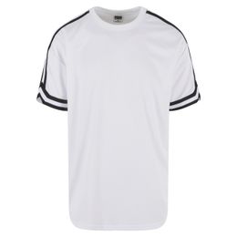 Urban Classics Damen T-Shirt "Urban Classics Herren Oversized Stripes Mesh Tee"wei&szlig;, Gr. XL, gestreift, 100% Polyester, Shirts