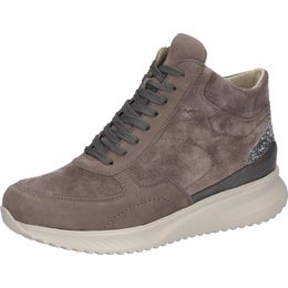 Waldl&auml;ufer Schn&uuml;rboots WALDL&Auml;UFER "K-JANKA", Damen, Gr. 8 (42), taupe, grau, Nappaleder, Nubukleder, Textil, Veloursleder, Glitzer, Schuhe Schn&uuml;rboots, Schn&uuml;rstiefelette, Bequemschuh, Glitter an der Ferse, K-Weite
