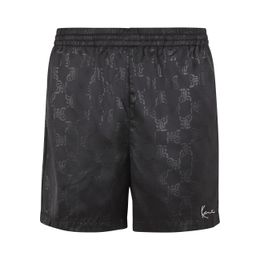 Shorts Karl Kani "Karl Kani Signature Aop Resort Shorts", Herren, Gr. L, US-Gr&ouml;&szlig;en, schwarz, 98% Polyester, 2% Elasthan, loose fit, Hosen Shorts