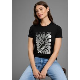 T-Shirt Laura Scott, Damen, Gr. 34, schwarz, Jersey, Obermaterial: 95% Viskose, 5% Elasthan, bedruckt, unifarben, Basic h&uuml;ftbedeckend, Rundhals, Shirts T-Shirt, mit Folien-Print
