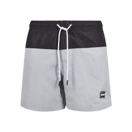 Badeshorts Urban Classics "Urban Classics Herren Block Swim Shorts", Gr. 4XL, US-Gr&ouml;&szlig;en, lightasphalt, schwarz, 100% Polyamid, Badehosen Badeshorts