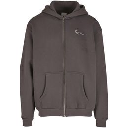 Kapuzenpullover Karl Kani "Karl Kani Chest Signature Essential Zip Hoodie", Herren, Gr. XS, grau, 80% Baumwolle, 20% Polyester, unifarben, Pullover Kapuzenpullover