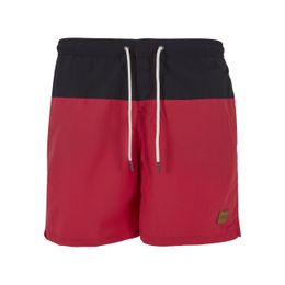 Badeshorts Urban Classics "Urban Classics Herren Block Swim Shorts", Herren, Gr. XXL, US-Gr&ouml;&szlig;en, blk, rot, 100% Polyamid, Badehosen Badeshorts