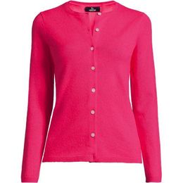 LANDS' END Kaschmir-Cardigan mit rundem Ausschnitt, Damen,  Pink, Kaschmir, by Lands' End