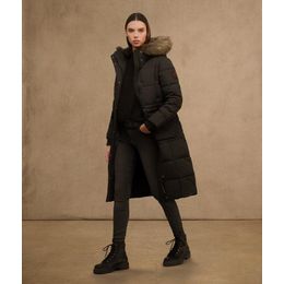 Superdry Damen Langer Everest Steppmantel Schwarz - Gr&ouml;&szlig;e: 36 208221850055412A030