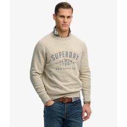 Superdry Herren Baumwolle Grafischer Druck The Merchant Store - Sweatshirt, Creme & Grau - Gr&ouml;&szlig;e: L 1040607500896HXB003