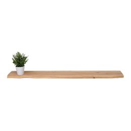 Wandregal Akazienholz eiche massiv 120x20 cm Holzregal Steckboard Baumkante AMANDA