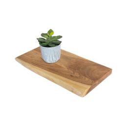 Wandregal Akazienholz natur massiv 40x20 cm Holzregal Steckboard Baumkante AMANDA