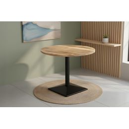 Bistrotisch rund 80 x 80 cm Mangoholz massiv S&auml;ulengestell-eckig schwarz EMILIO