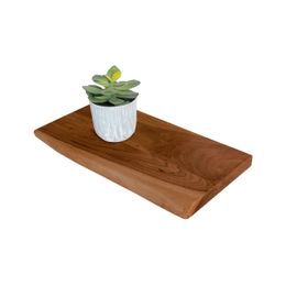 Wandregal Akazienholz nussbaum massiv 50x20 cm Holzregal Steckboard Baumkante AMANDA