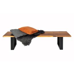Baumkanten Sitzbank 200 x 40 cm Akazie/cognac schwarz ESRA