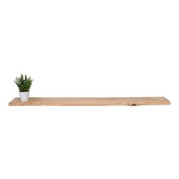 Wandregal Akazienholz eiche massiv 160x20 cm Holzregal Steckboard Baumkante AMANDA