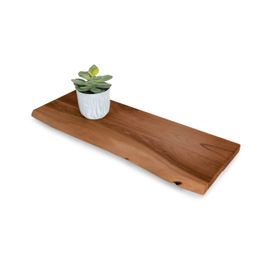 Wandregal Akazienholz nussbaum massiv 70x20 cm Holzregal Steckboard Baumkante AMANDA